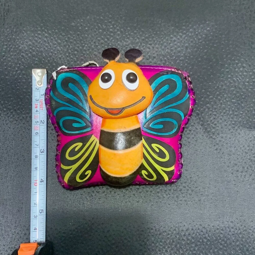 Handmade | Bags | Handmade Yellow Leather Butterfly Coin Purse Cute ...
